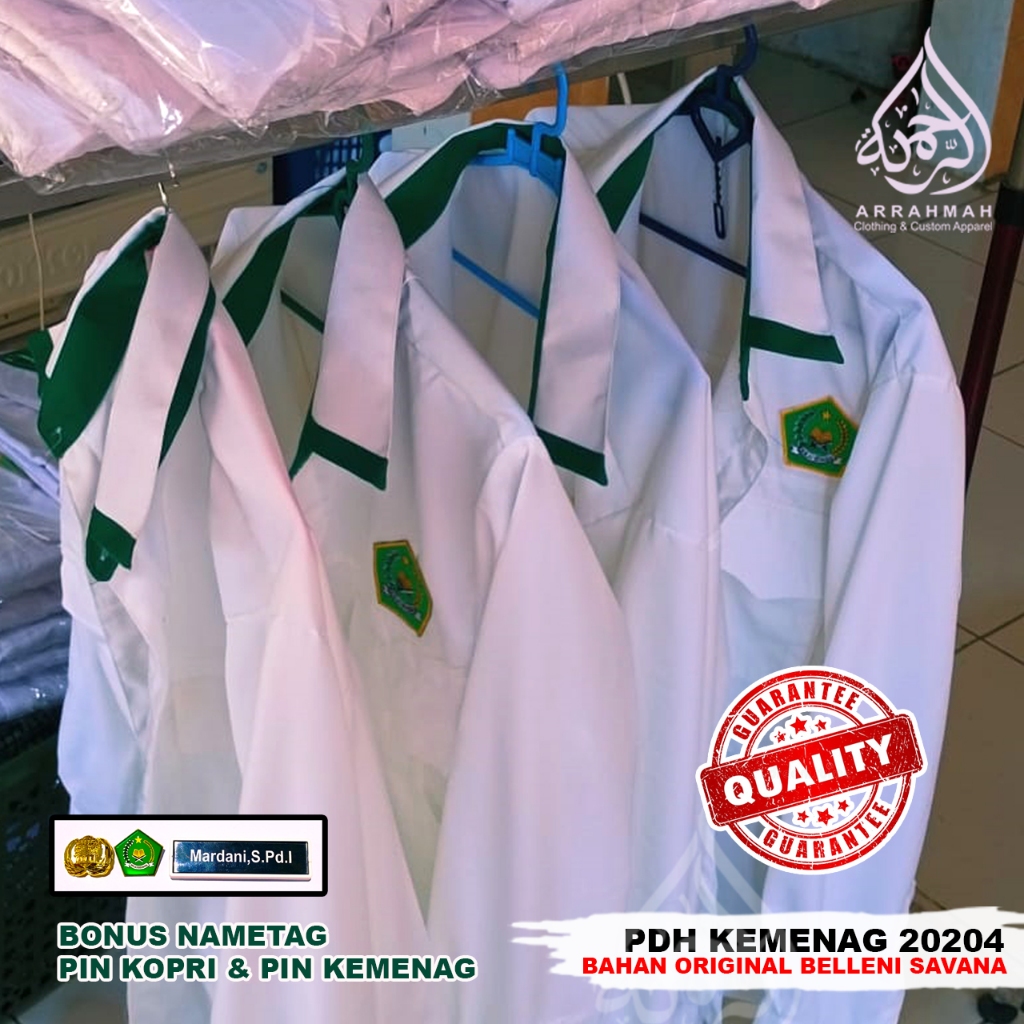 Jual KEMEJA PDH CW/COWO INTRUKSI KEMENAG RI TAHUN 2024 PUTIH LIST HIJAU ...