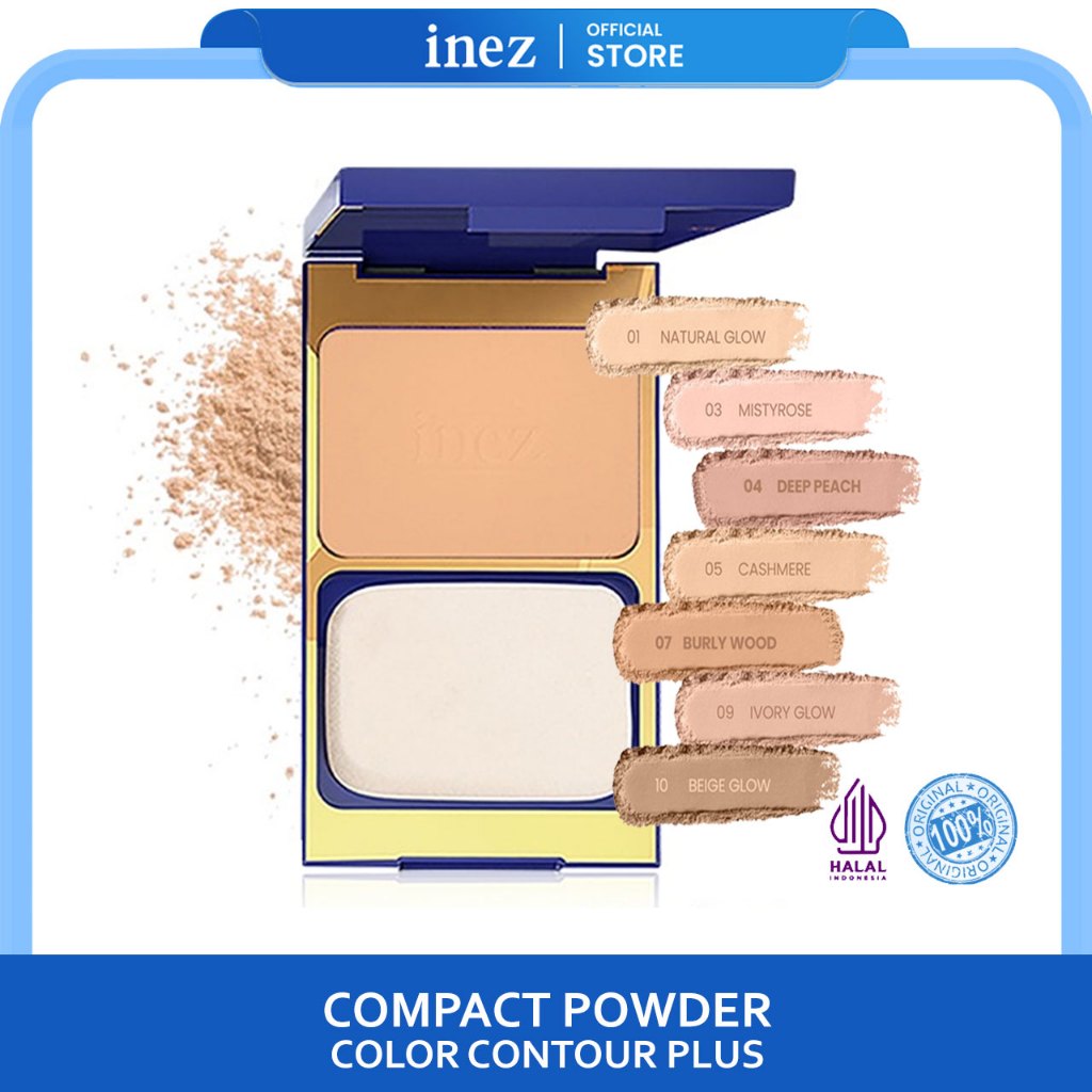 Jual INEZ Compact Powder Bedak Padat Color Contour Plus Bedak Biru Inez ...
