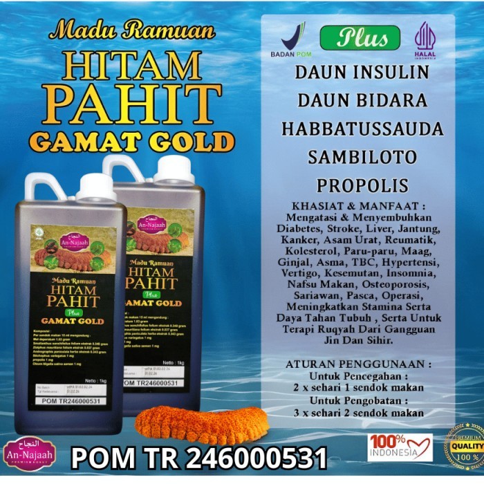 Jual Madu Pahit Gamat Gold 1 KG Plus Daun Insulin Dan Sambiloto - madu ...