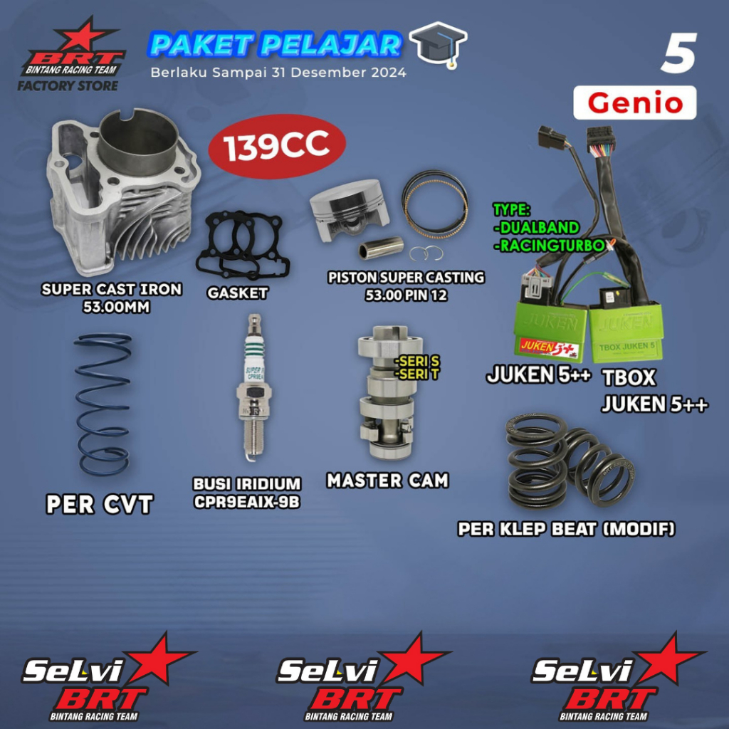 Jual PAKET BORE UP GENIO ALL NEW BEAT 139 CC BRT BLOK SET PISTON PER ...