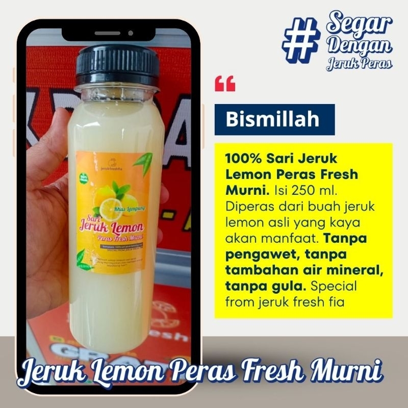 Jual SARI LEMON PERAS FRESH MURNI | 250 ML | 100% MURNI | Shopee Indonesia