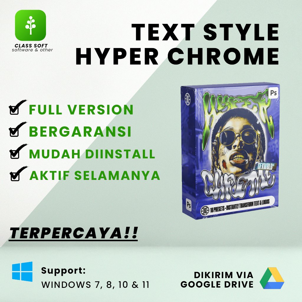 Jual Tamplate Text Style Hyper Chrome CLASS_SOFT I For Photoshop ...