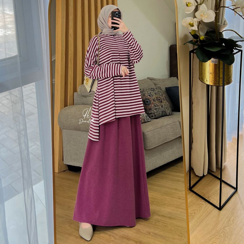 Jual New Motif Lea Set Rok Knit Caramel Busui Friendly Daily Set Batwing by Diarletta | Shopee ...