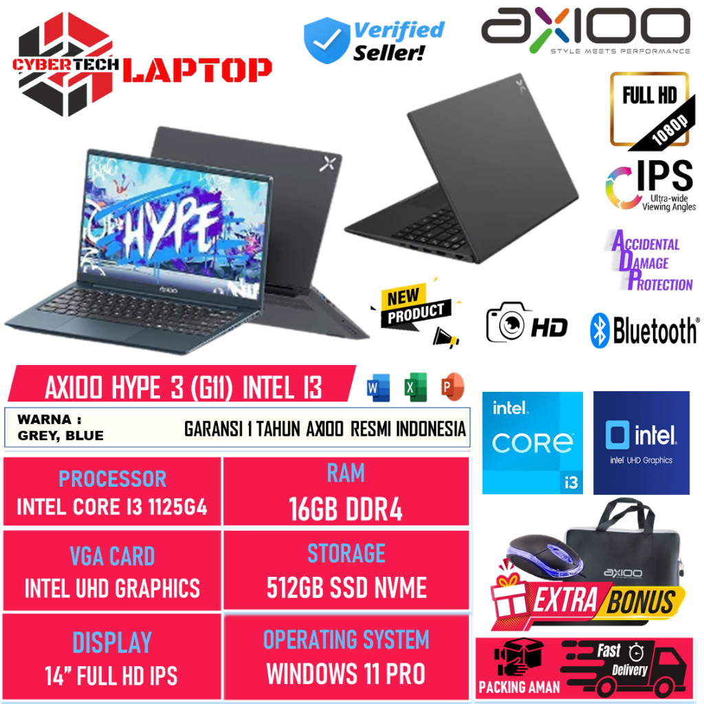 Jual Laptop Murah AXIOO Mybook Hype 3 G11 Intel Core i3 1125G4 16GB SSD 512GB 14 Inch Full HD ...