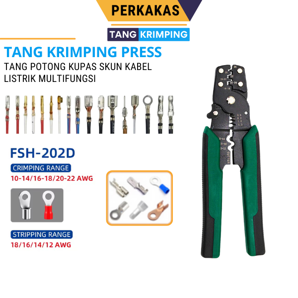 Jual Tang Potong Crimp Kupas Kabel Listrik Terminal Skun Gepeng Male ...