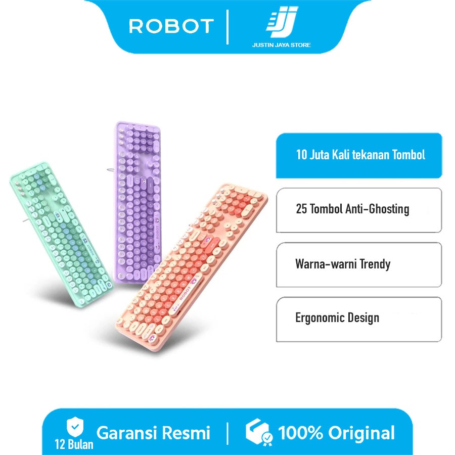 Jual ROBOT Wired Keyboard RK30 Pastel Color Berkabel Portable Office ...