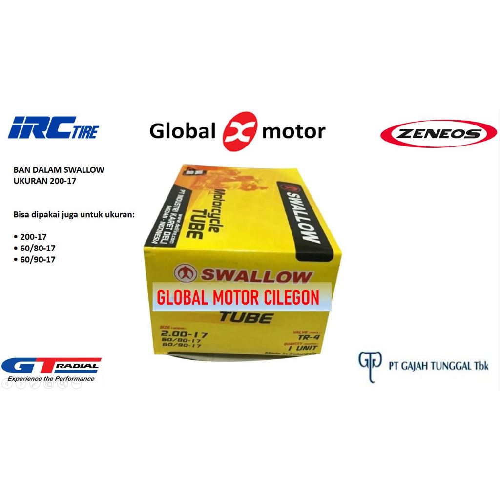 Jual GLOBAL CLG - BAN DALAM SWALLOW ukuran 200-17 • 60/80-17 • 60/90-17 ...