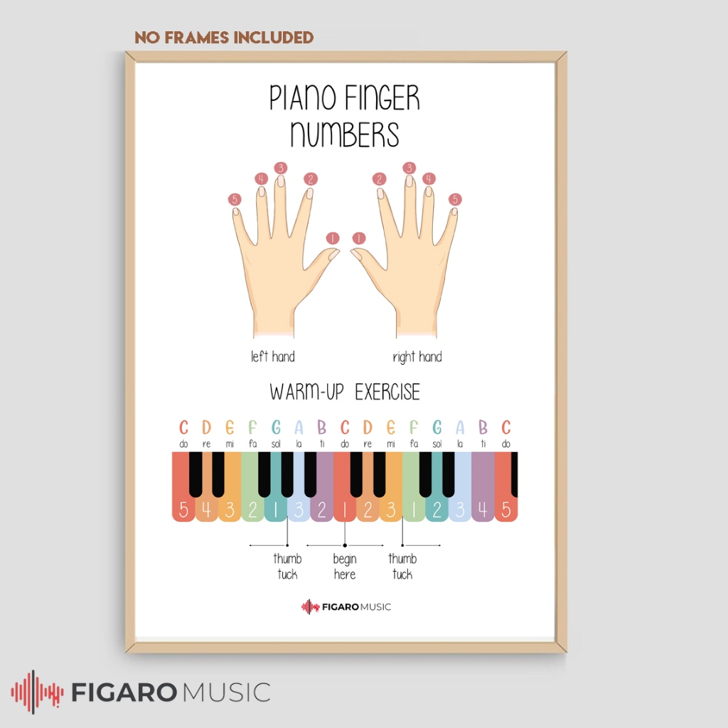 Jual Poster Piano Notes and Finger Numbers Poster, Piano Music Theory ...