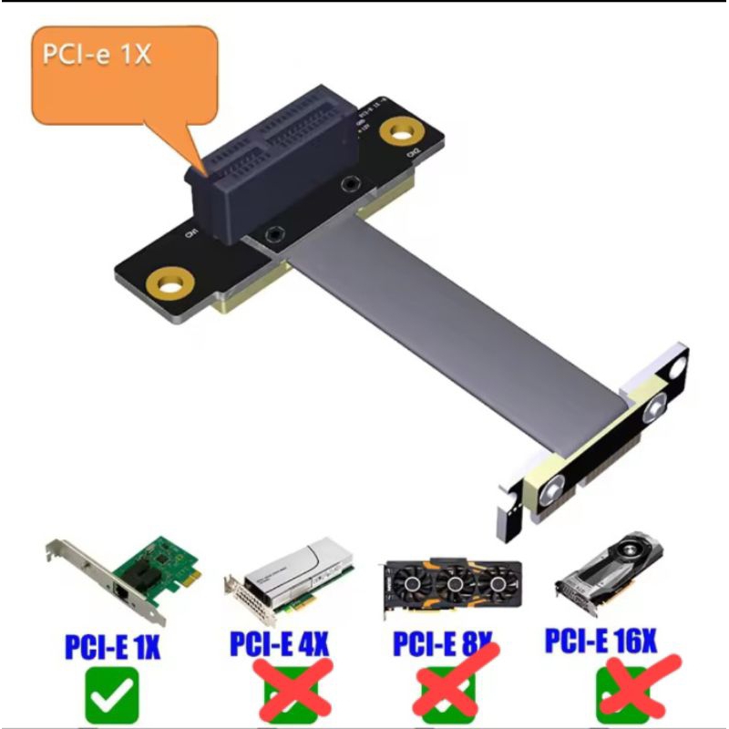 Jual pcie x1 riser cable dual 90 degree right angle pcie 3.0 x1 ...