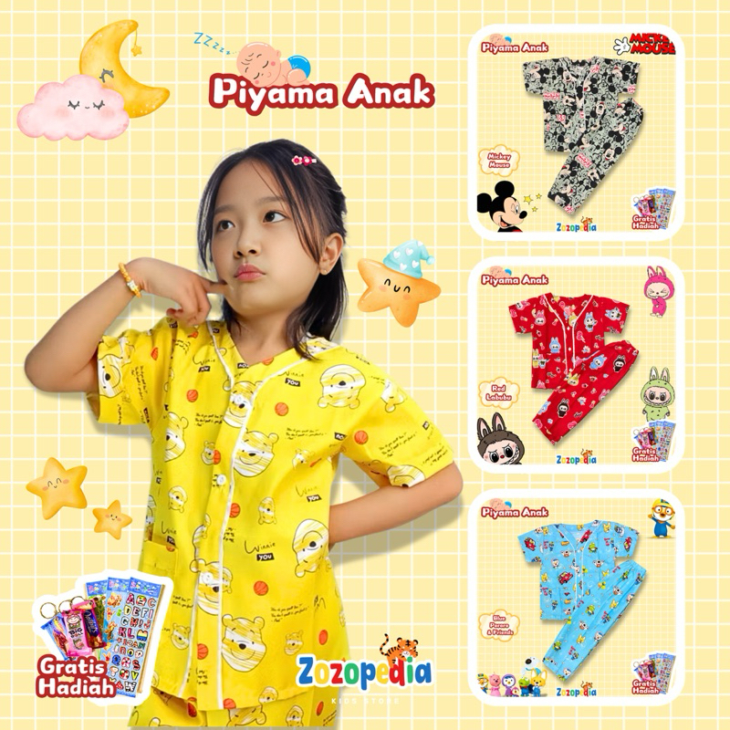 Jual Piyama Anak Motif Karakter-Size Kids(1-5tahun)-Gratis Hadiah ...