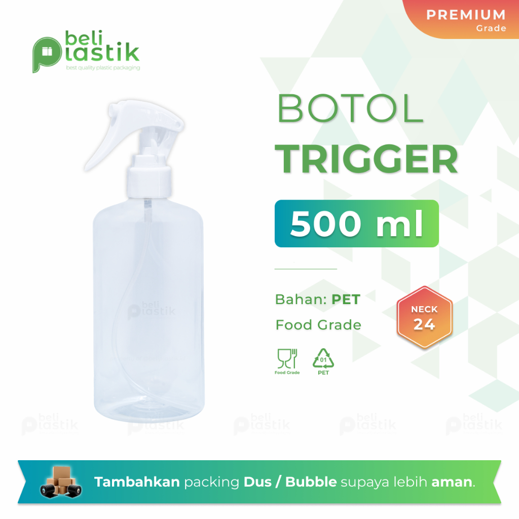 Jual Botol Spray Trigger 500ml - Botol BR Plastik Triger Semprot Putih ...
