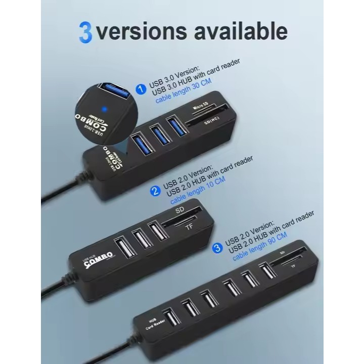 Jual USB HUB 6 PORT CARD READER 2 IN 1 HIGH SPEED TRANSFER DATA ...