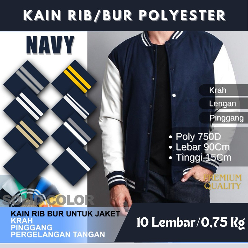 Jual Kain rib/bur untuk jaket premium polyester bisa custom warna dan ...