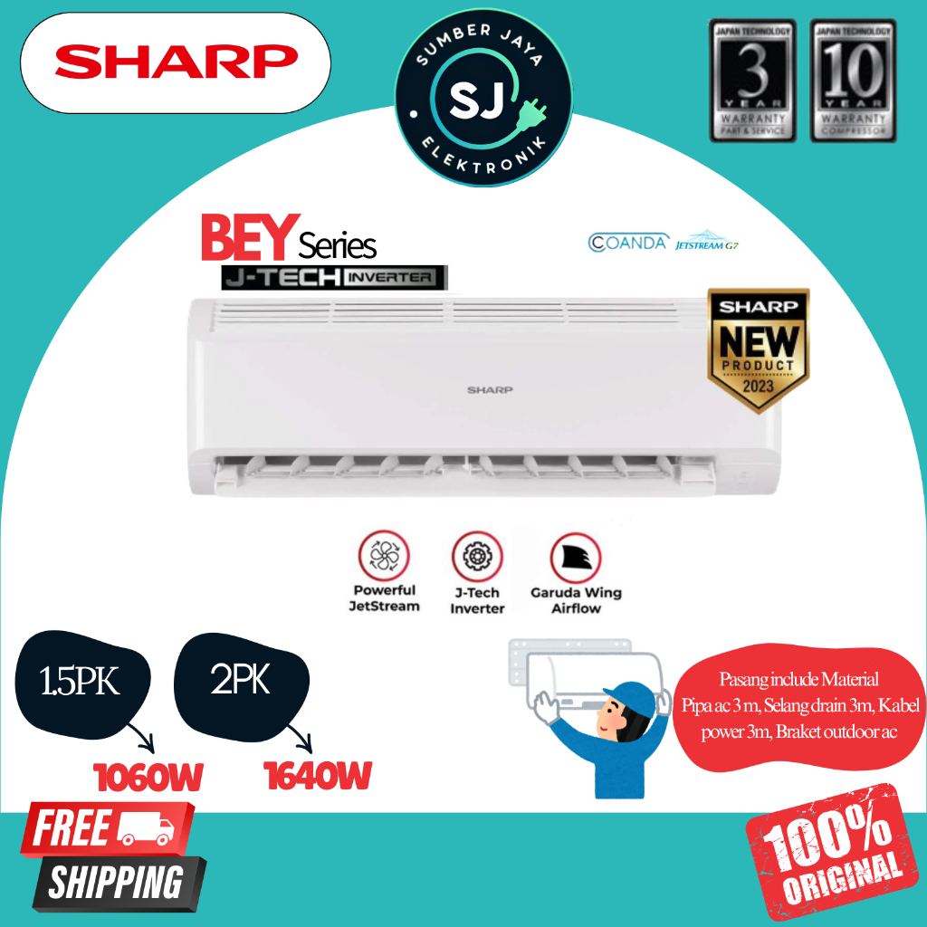 Jual AC Sharp Inverter AHX13BEY / AHX18BEY 1.5PK / 2PK AC Inverter ...