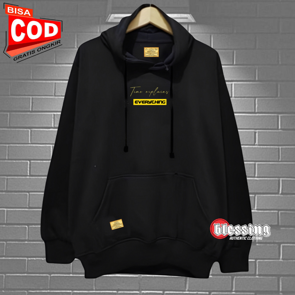 Jual Hoodie Pria Distro Warna Hitam List Sablon Everything Sweater ...
