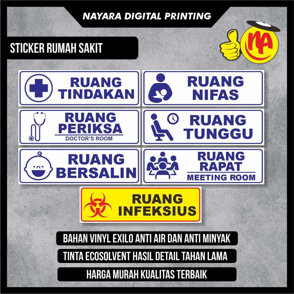 Jual Stiker rumah sakit stiker sign ruangan stiker tanda tanda stiker ...