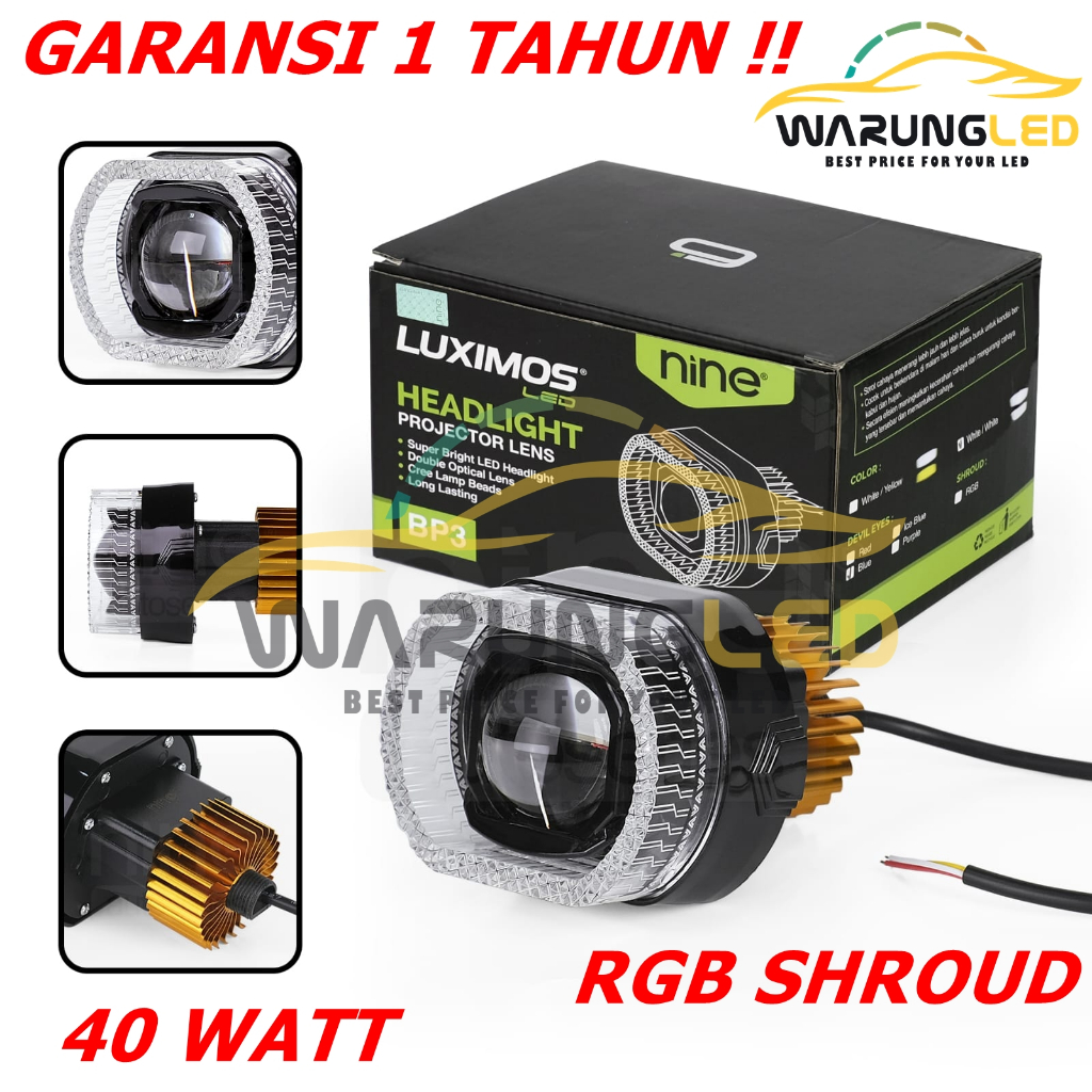 Jual LAMPU BI-LED BILED MOTOR PROJECTOR MOTOR 9NINE LUXIMOS BP3 40 WATT ...