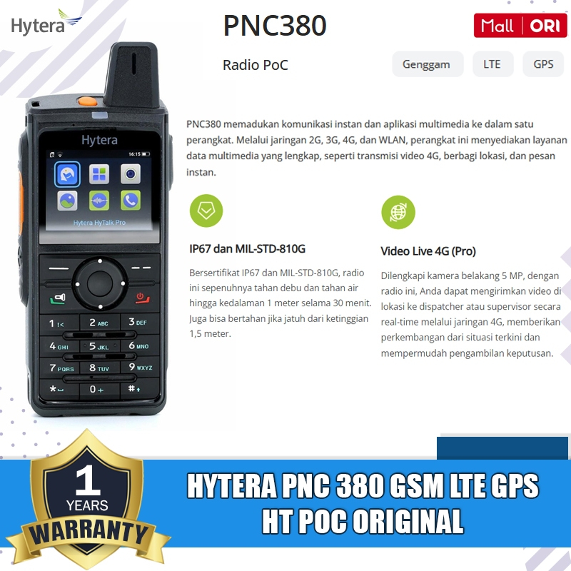 Jual HYTERA Pnc 380 Pro Wifi 4G LTE Gps HT POC Hytera Pnc380 Pnc-380 Pro Ht Gsm Hytera Original ...