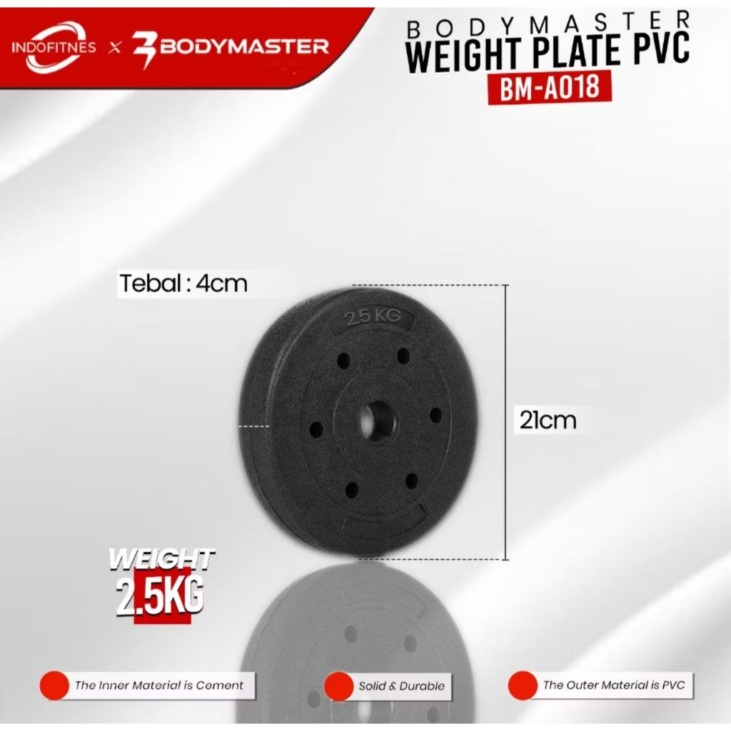 Jual BODYMASTER 2,5kg Plate beban PVC BM-A018 Barbell Piringan Beban ...