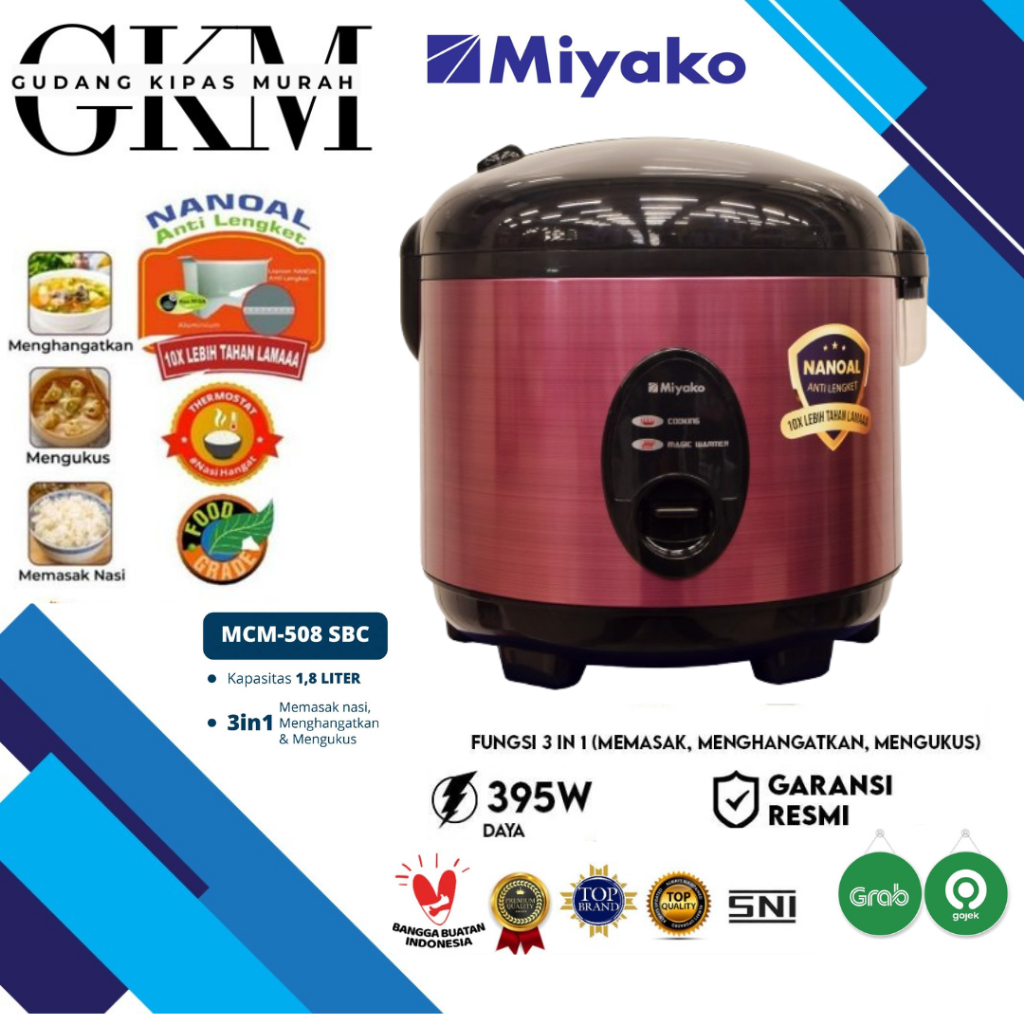 Jual Miyako MCM 508 SBC Rice Cooker 1.8 L MCM508SBC Magic Com Nanoal ...