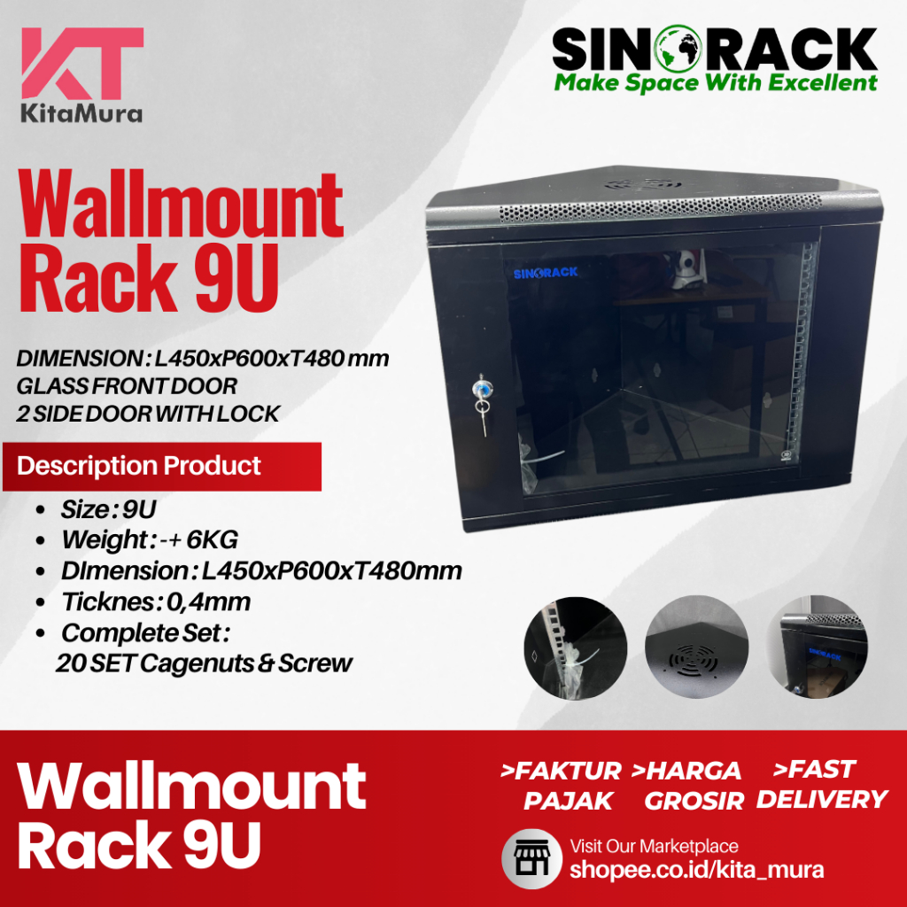 Jual Wall Mount Rack Server Sinorack 9U , Rack Server Siku Type SN-V5209SK | Shopee Indonesia