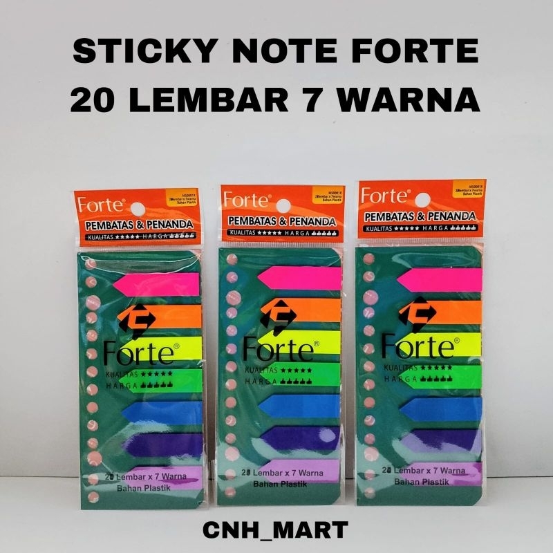 Jual Sticky Notes Pembatas - Penanda Plastik 7 Warna x 25 Lembar Forte ...