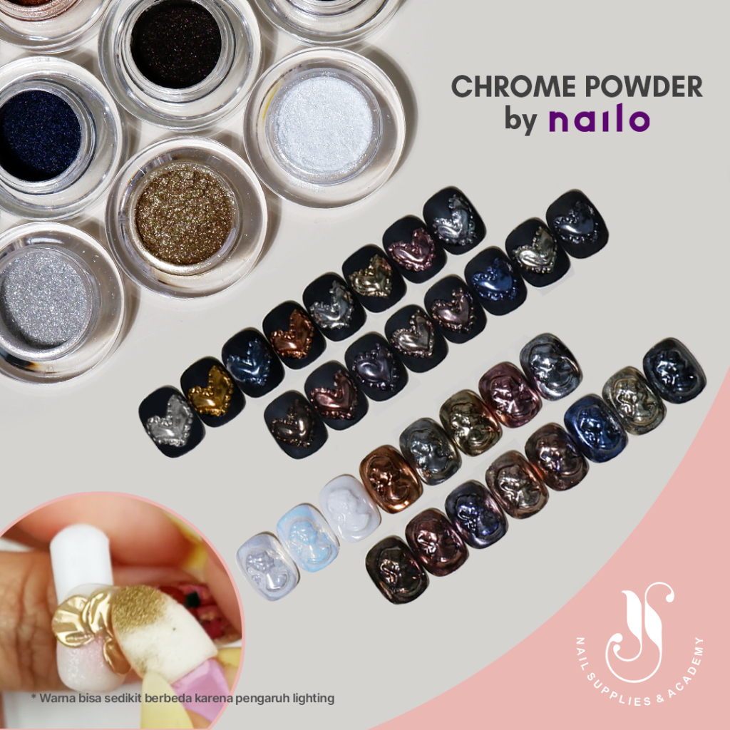 Jual Nailo Chrome Powder Magic Powder Bubuk Chrome Glaze Donut Silver ...