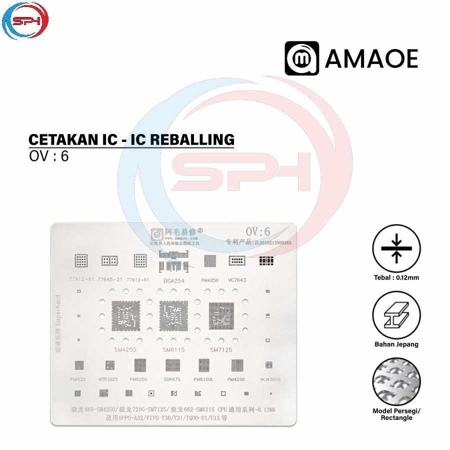 Jual Amaoe OV 6 Cetakan IC BGA Stencil For OPPO A32/VIVO Y30/Y31 SM4250/SM6115/SM7125 CPU ...