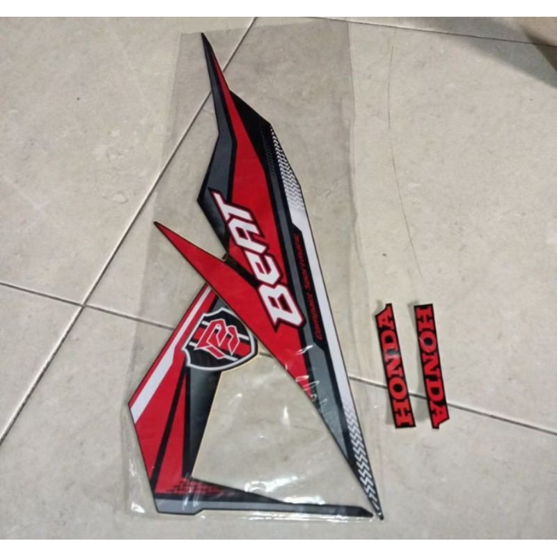 Jual striping stiker les body Honda beat 2019 hitam Lis merah bahan ...
