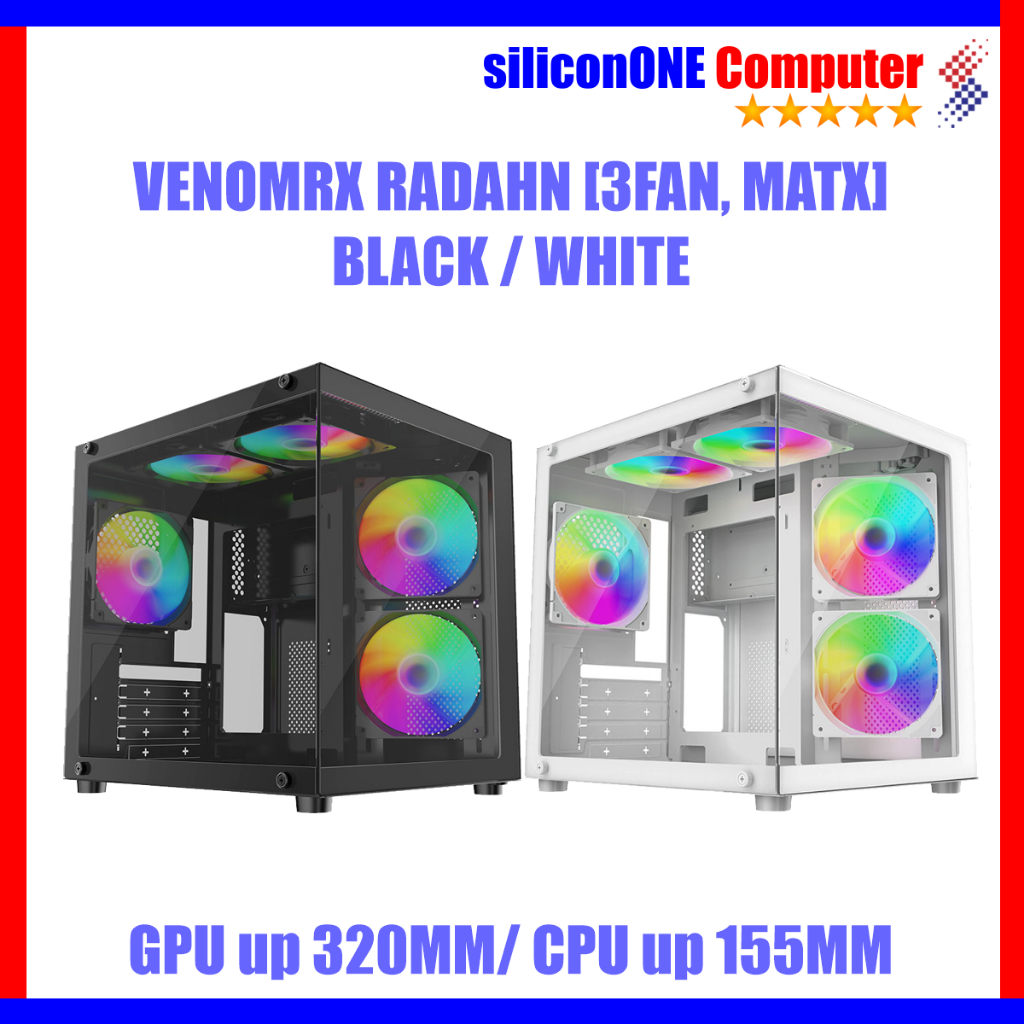 Jual VenomRX Radahn 3FAN Fixed RGB MATX Bottom PSU Casing Gaming Black ...