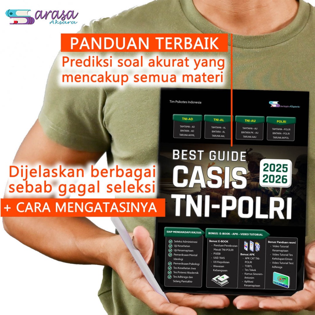 Jual BUKU TES MASUK TNI POLRI 2025 - 2026 - BEST GUIDE CASIS TNI ...