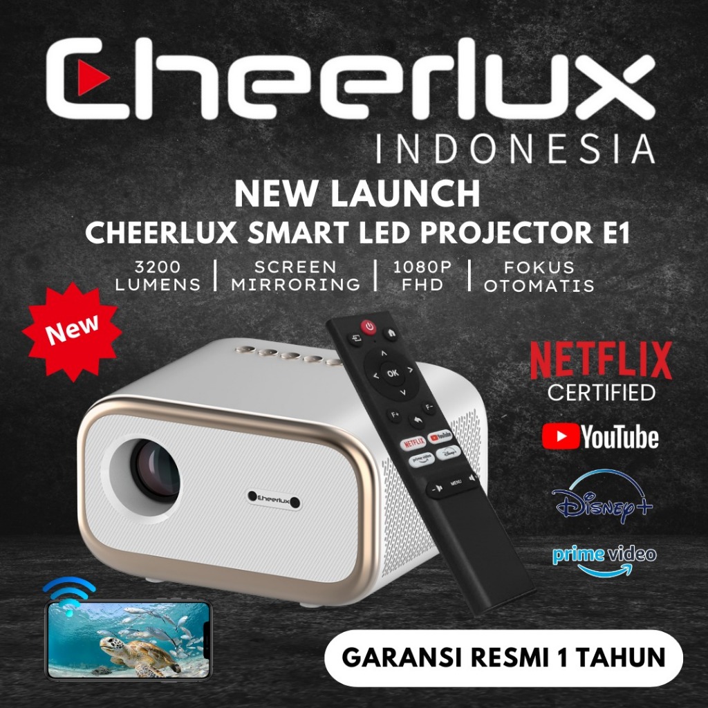 Jual Proyektor Cheerlux E1 Android 13 Netflix Certified 3200 Lumens ...