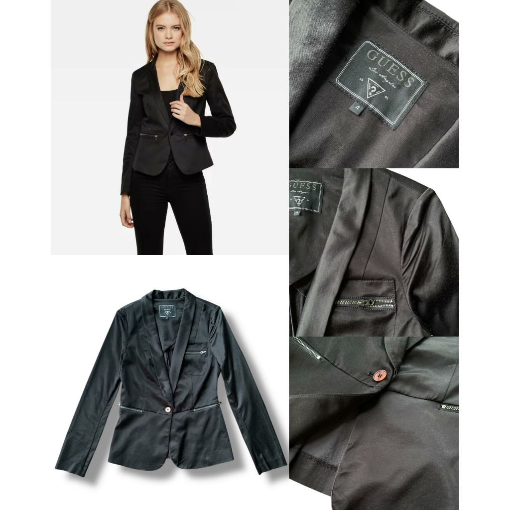 Jual Gues? Women Tuxedo Formal All Over Satin One Button Blazer - 7430 ...