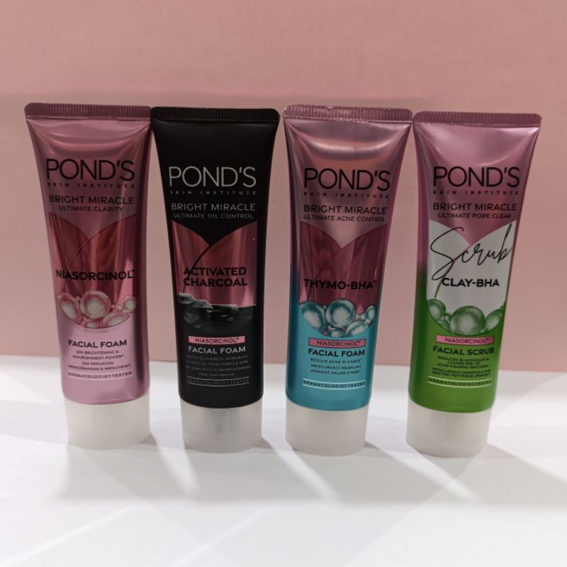 Jual Ponds Facial Foam Bright Miracle/Oil Control/Acne Control/Clay BHA ...
