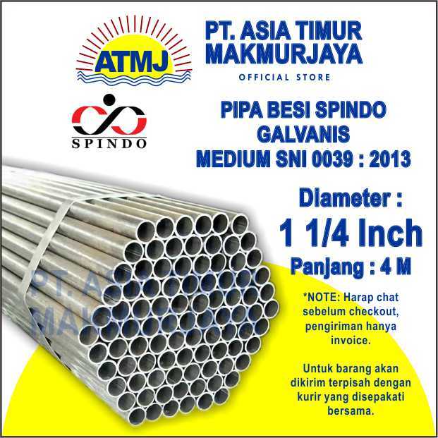 Jual Pipa Besi Galvanis 1 1/4 Inch Panjang 4 Meter Merk Spindo Tipe ...