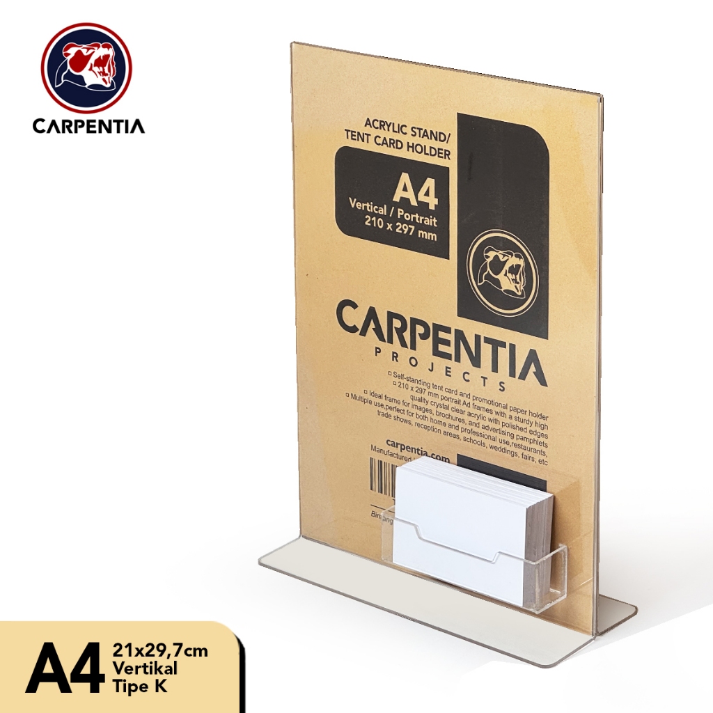 Jual Carpentia Acrylic Standing Tipe T dengan Kartu Nama / A4 Vertikal ...