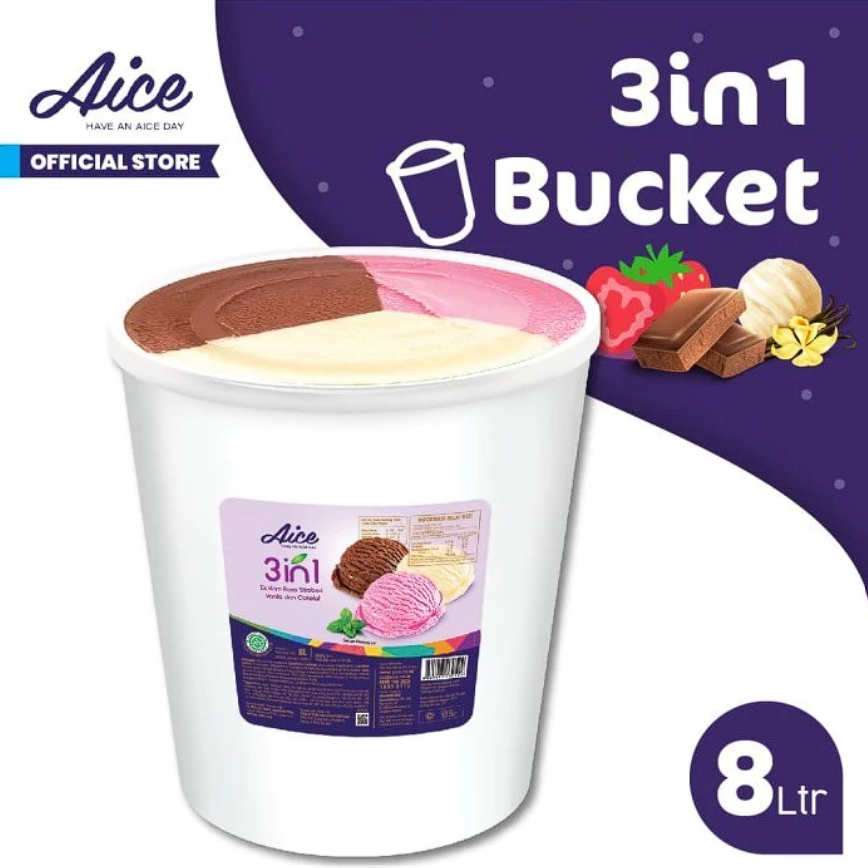 Jual AICE / HALOCOKO Ice Cream Bucket 8 Liter - 3 in 1 Coklat Vanilla ...