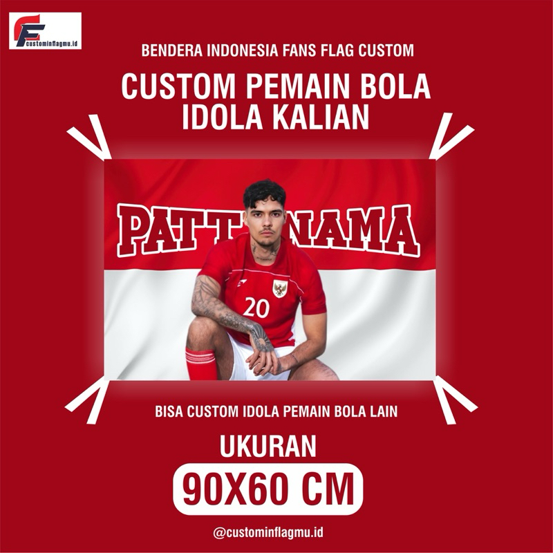 Jual Bendera INDONESIA custom foto idola pemain timnas full printing ...