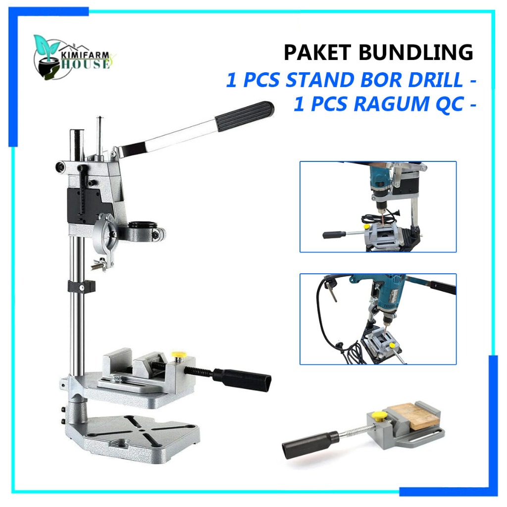 Jual Set Stand Bor Duduk Dengan Ragum Catok QC Drill Press Vice ...