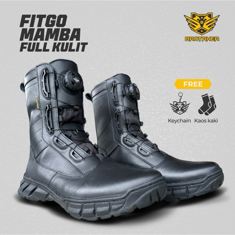 Jual BROTRHER Fitgo Mamba Sepatu Pdl Tali Putar Kulit asli | Shopee ...