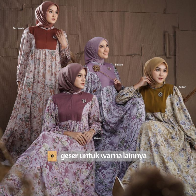 Jual DR205| CASSAUNDRA DRESS by Nadheera Luxury [ NEW - ND Pattern Series ] Gamis Nadheera ...