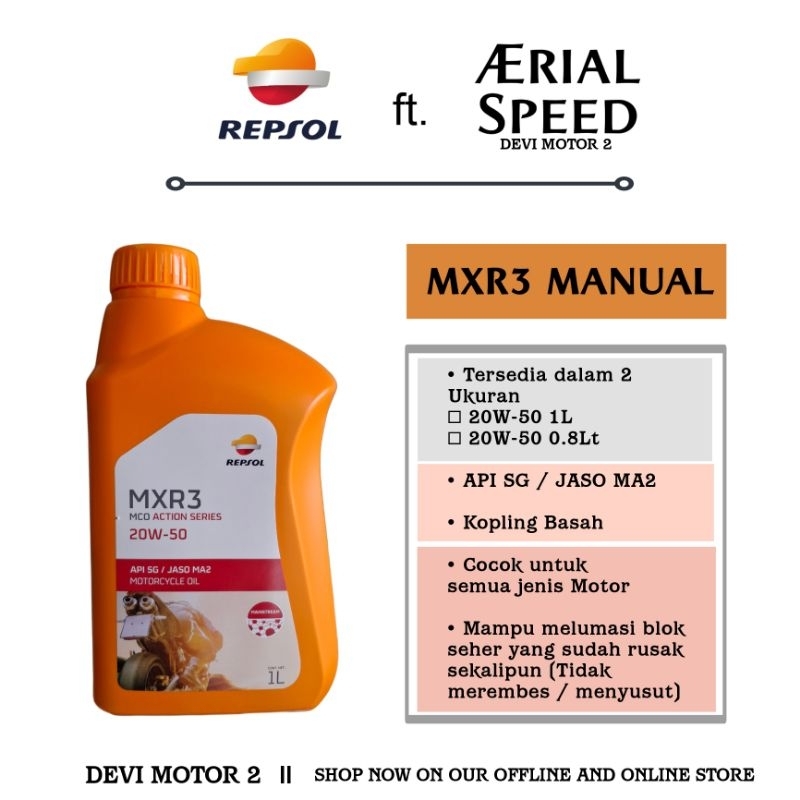 Jual Repsol MXR 3 Manual 1Lt 20W-50 API SG / JASO MA2 (MCO Action ...