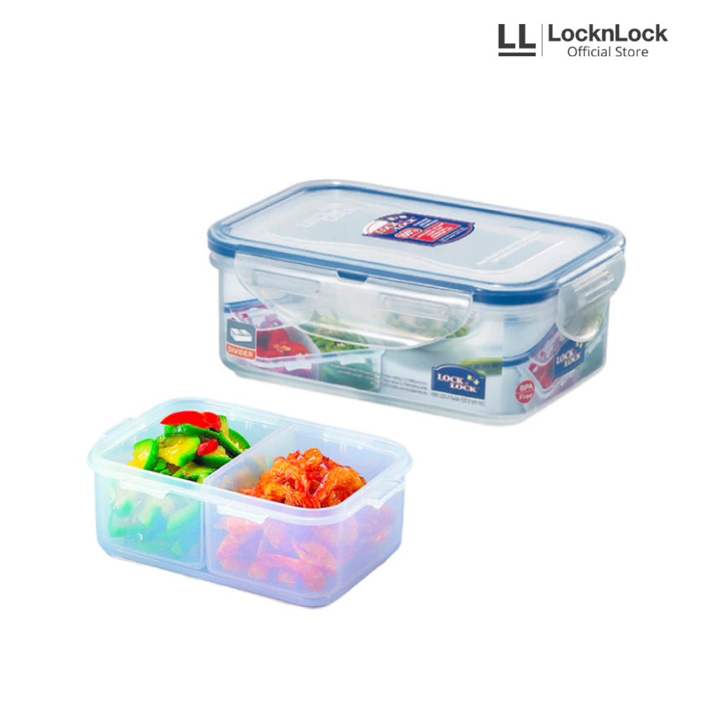 Jual LocknLock Classic Kotak Makan Food Storage Rectangular Short 460ml With Divider HPL814C ...
