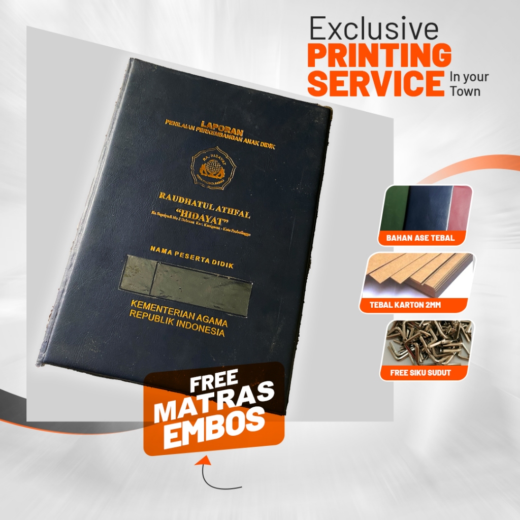 Jual MAP RAPOT K13 / MAP IJAZAH TEBAL HURUF TIMBUL TULISAN EMAS UKURAN ...