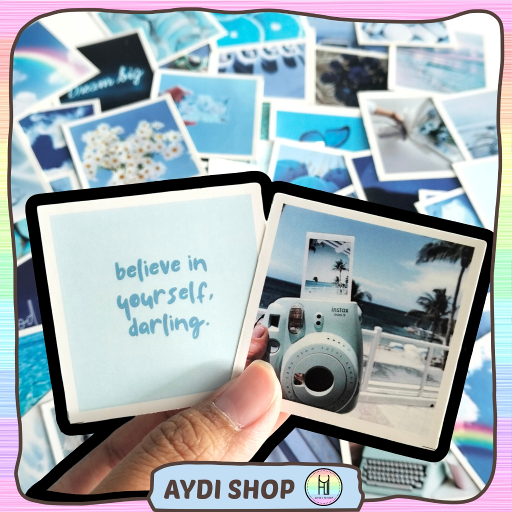 Jual (Eceran) BLUE STICKER AESTHETIC PERSEGI STIKER FREEBIES LUCU ...