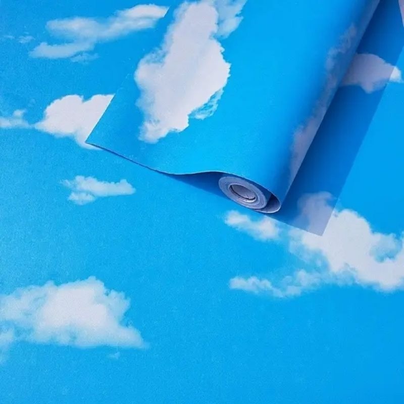Jual DTG - Wallpaper Dinding motif awan putih biru 45 x 8M Wallstiker ...