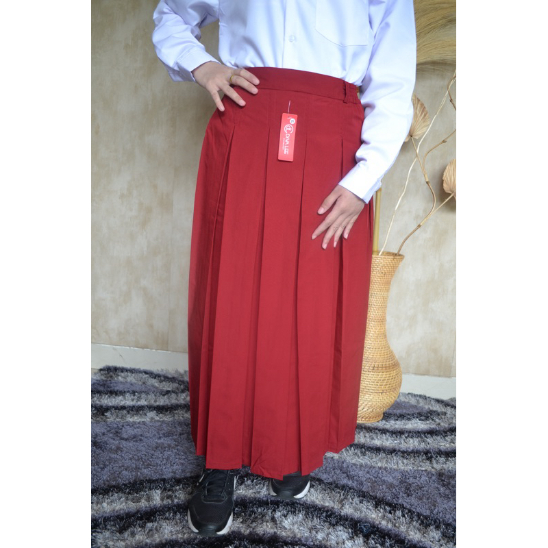 Jual DIVA LEE Amanda Rok Seragam Sekolah SD Rempel Panjang Pinggang Karet Warna Merah | Shopee ...