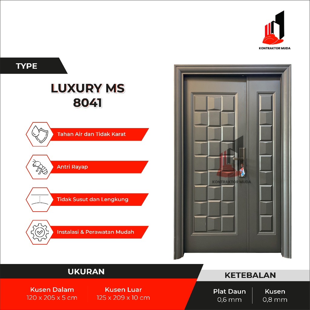 Jual TB KONTRAKTOR MUDA - (LUXURY MS 8041) Pintu Utama Plat Baja (MOTHER & SON) BAJA Ukuran 120 ...