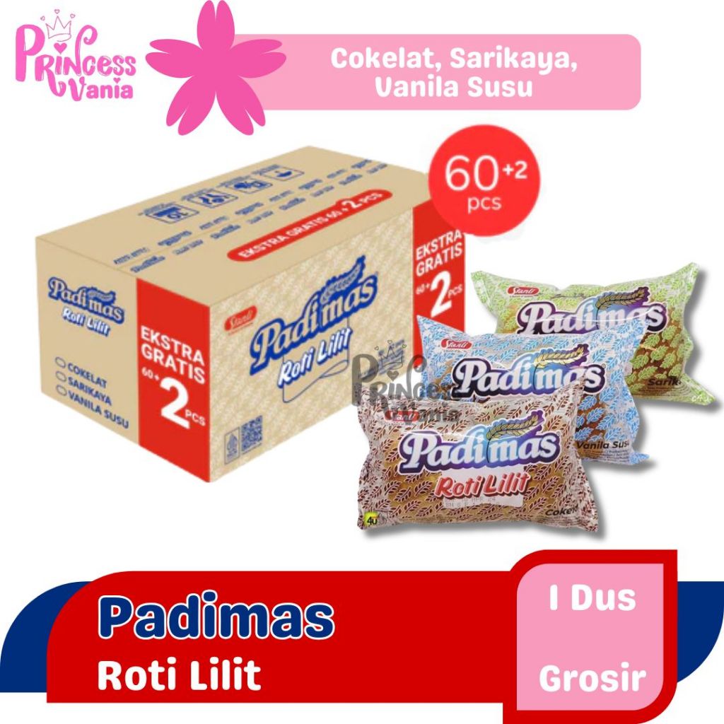 Jual GROSIR PADIMAS ROTI LILIT 60GR 1 DUS ISI 60 + 2 BISA MIX RASA ...