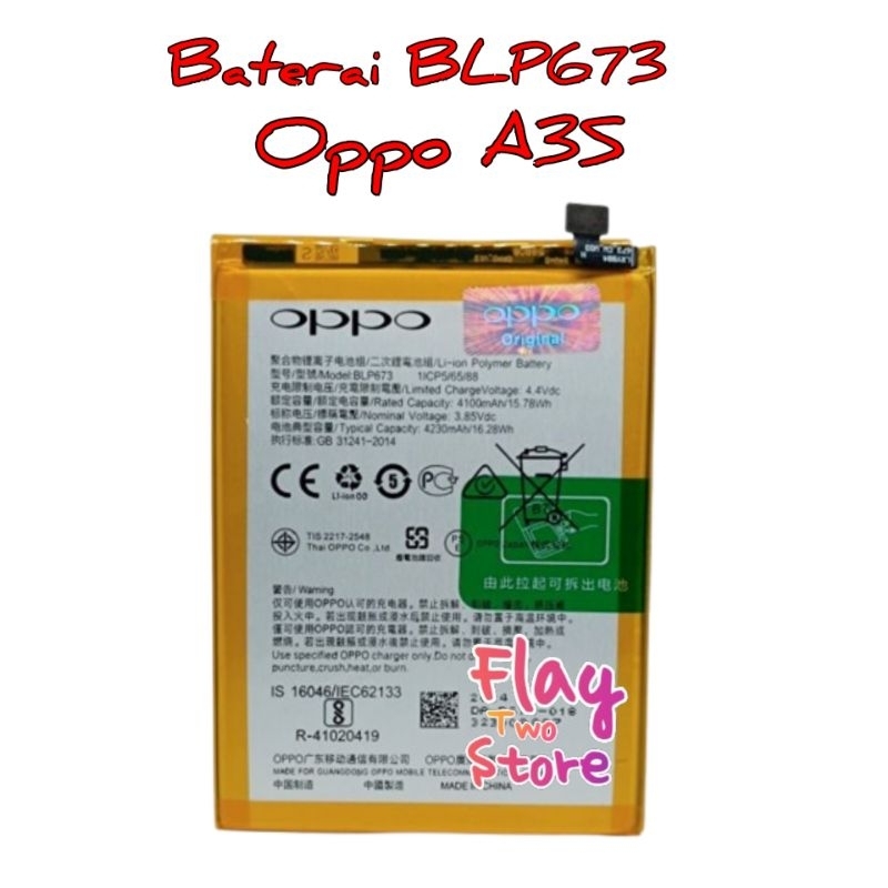 Jual Baterai Batre Oppo A3S BLP673 Battre Batrei Batrai Battery ...